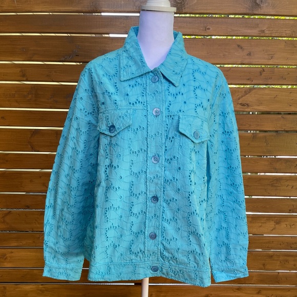 Appleseed's | Jackets & Coats | Pl Womens Long Sleeve Blue Eyelet ...